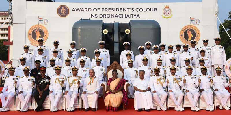President’s Colour awarded to INS Dronacharya | defence ministry ...